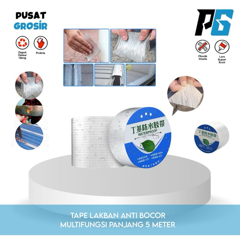 Jual Lakban Anti Bocor Aluminium 5M - 10M X 5CM Foil Magic Waterproof Tape | Shopee Indonesia
