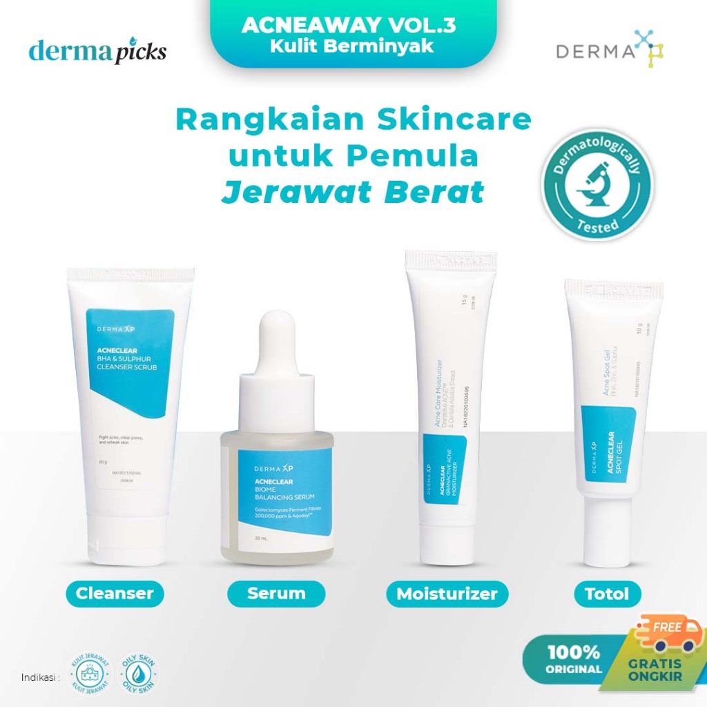 Jual Paket Skincare Pemula Jerawat Berat - ACNEAWAY VOL.3 (Kulit ...