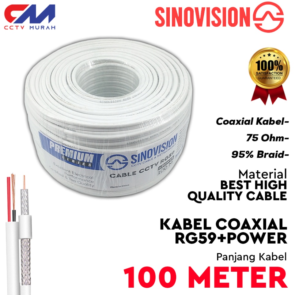Jual Kabel Coaxial CCTV RG59 1 Meter 5 Meter 25 Meter Kabel CCTV RG59 ...