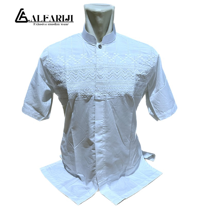 Jual Baju Koko bordir / baju Koko putih lengan pendek / Koko dewasa ...