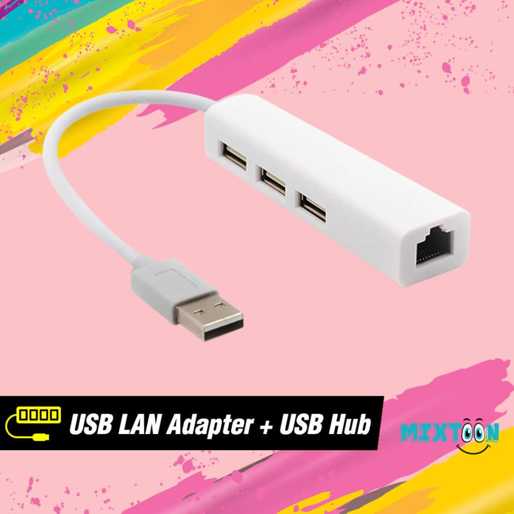 Jual Cable Adapter USB to RJ45 LAN Fast Ethernet Converter with USB Hub ...