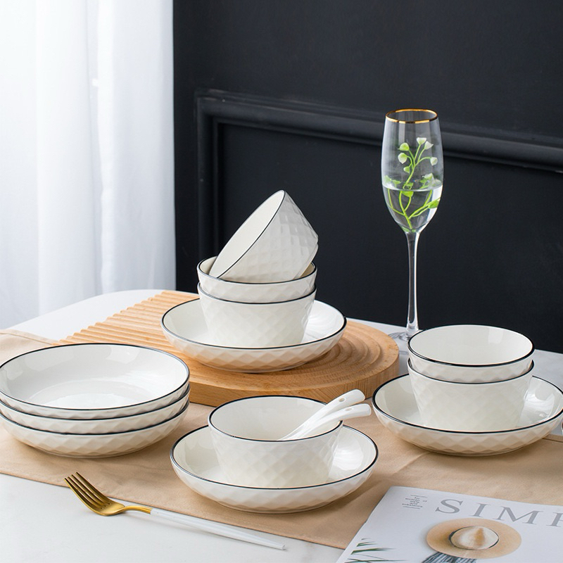 Jual Porcelain Dining Set Premium | Mangkok Piring Set Premium ...