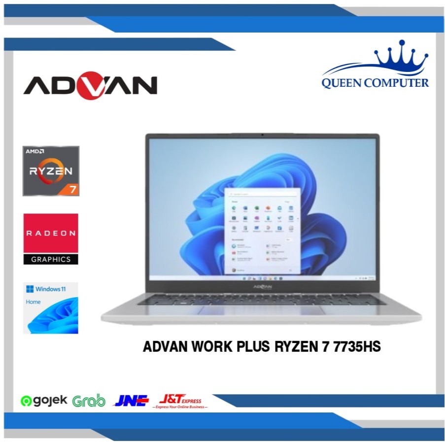 Jual Laptop Advan Work PLus AMD Ryzen 7 7735HS 16GB 512GB W11 Silver ...