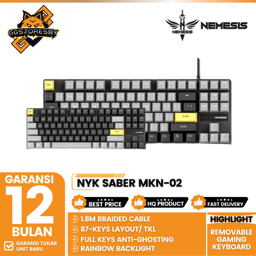 Jual Nyk Nemesis Saber Mkn-02 Removeable Mechanical Gaming Keyboard ...