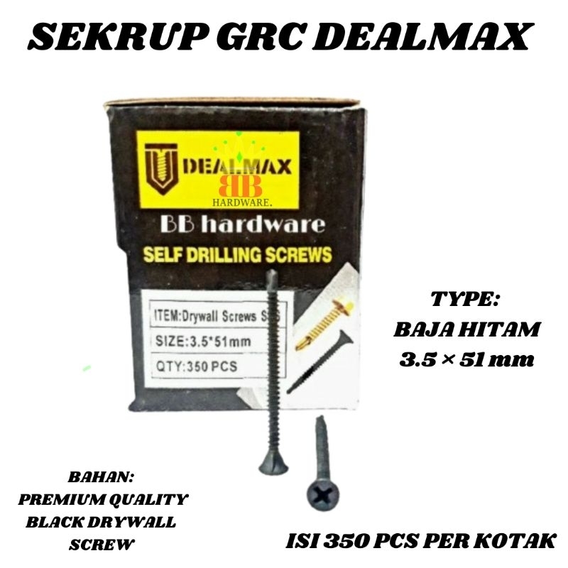 Jual SEKRUP GRC DEALMAX BAJA HITAM 3.5 x 51 MM ISI 350 PCS | Shopee ...