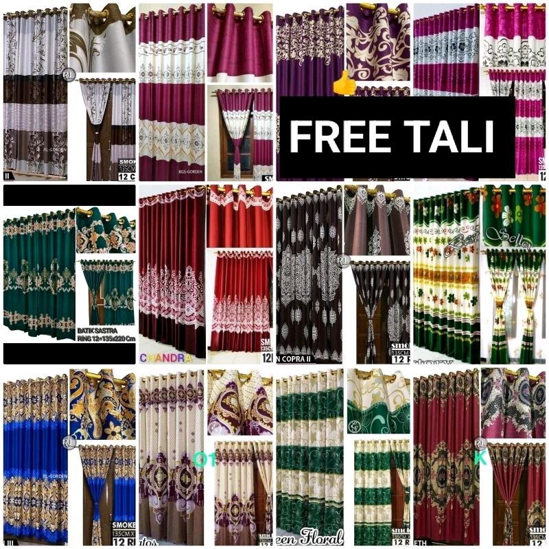 Jual Gorden Jendela Dan Pintu Minimalis Panjang 12 Lubang Motif Acak ...