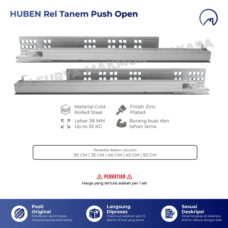 Jual (ISI 2) HUBEN TN-38 Rel Laci Tandem Push Open Klip-On Full ...
