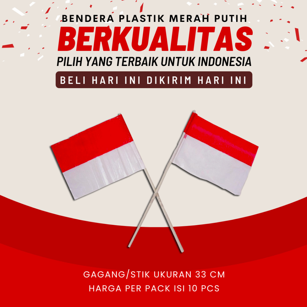 Jual Bendera Pawai Merah Putih Bendera Tangan Kibar Dengan Gagang ...