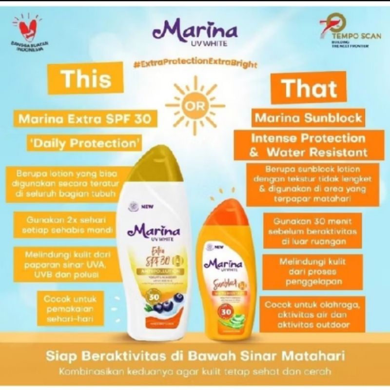Jual Marina UV White Sunblock SPF 30 85 ml | Shopee Indonesia