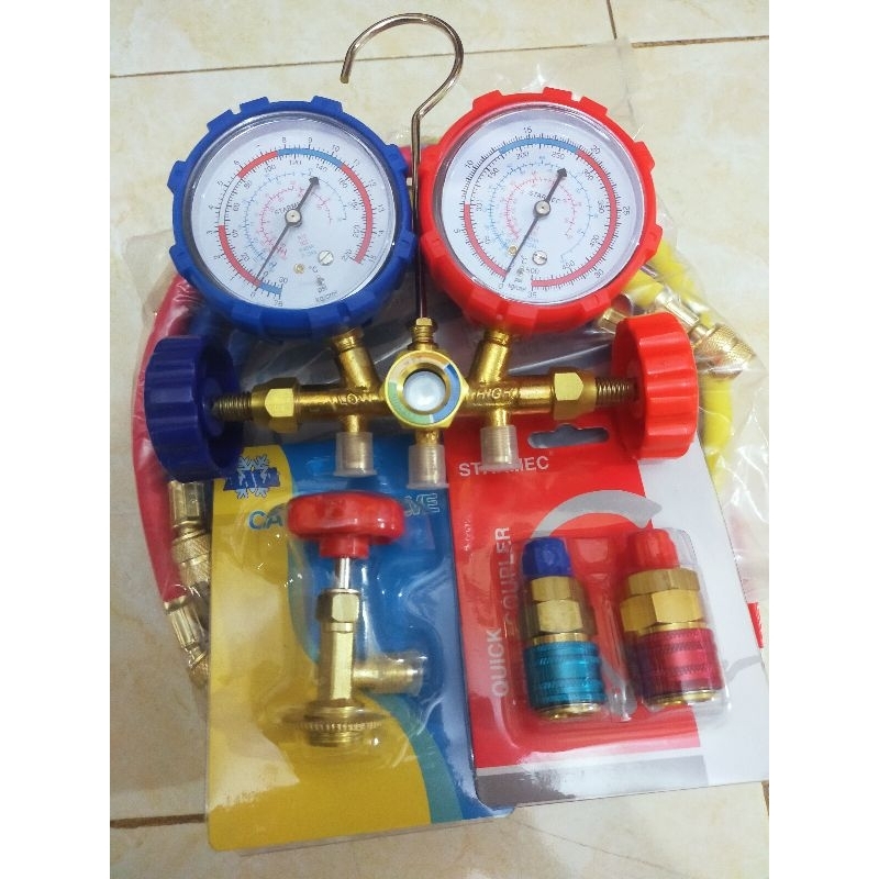 Jual PAKET ISI FREON AC MOBIL ALAT MANIFOLD DOUBLE | Shopee Indonesia
