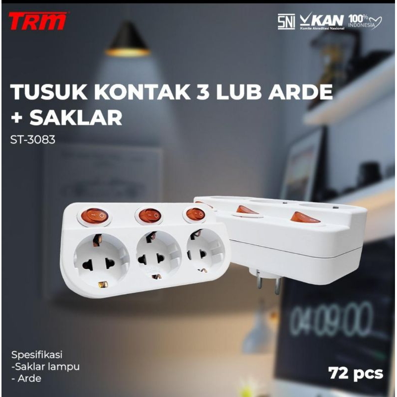 Jual Steker Stop Kontak Arde 3 Lubang 3 Switch TRM ST-3038 3L 3S | Shopee Indonesia