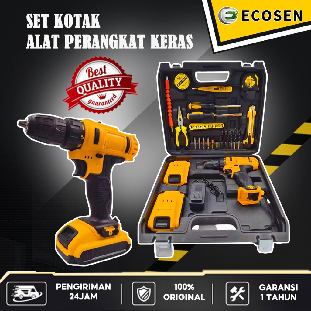 Jual 【COD】ECOSEN 98V Mesin Bor Baterai Tangan Tool Kit Set Alat Bor ...
