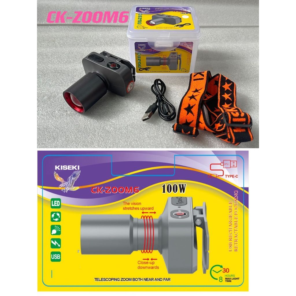 Jual Kiseki Senter Kepala Zoom LED CK-Zoom 6 100 watt Super Terang ...