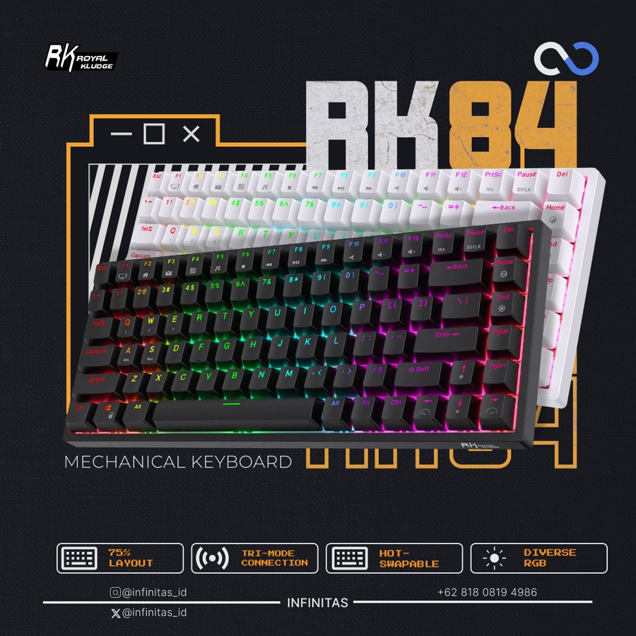 Jual Royal Kludge RK84 / RK-84 Hotswap Mechanical Keyboard | Shopee ...