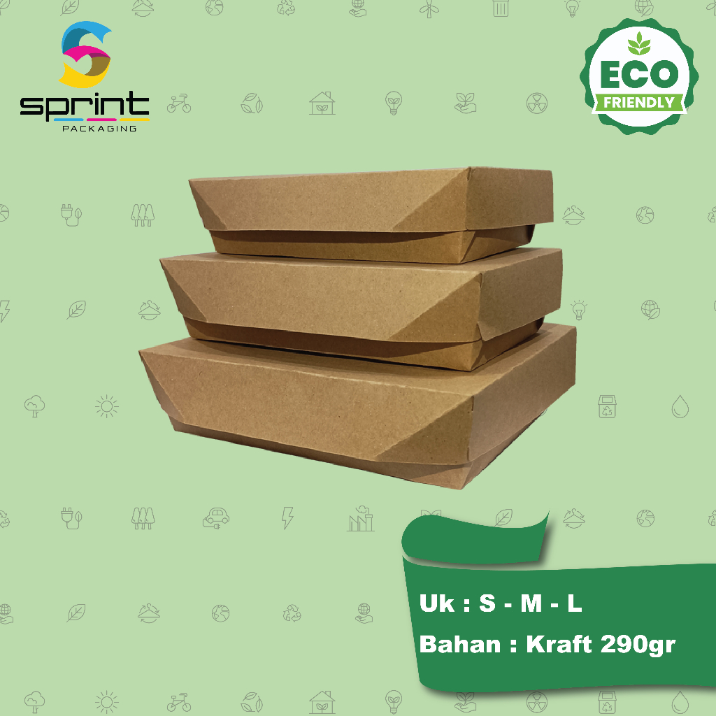 Jual Lunch Box S, M, L Bahan Kraft 290gr Laminasi Model Kuncian Food ...