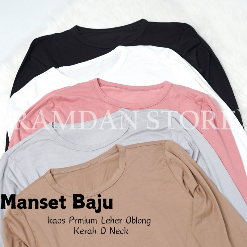 Jual Manset Baju Premium Basic Leher Oblong, Manset Lengan Panjang, Manset Badan kerah Oblong ...