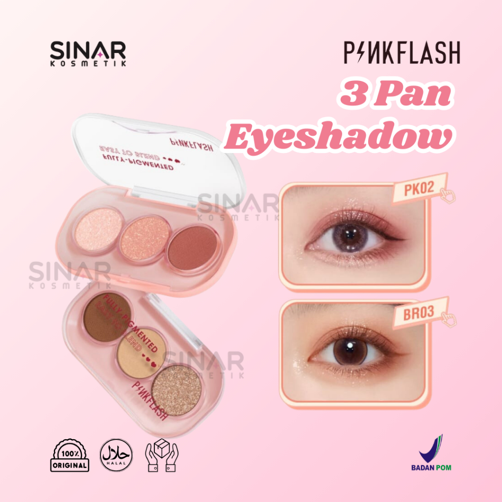 Jual Pinkflash 3 Pan Eyeshadow / 3 Shades Eyeshadow Palette Giltter ...