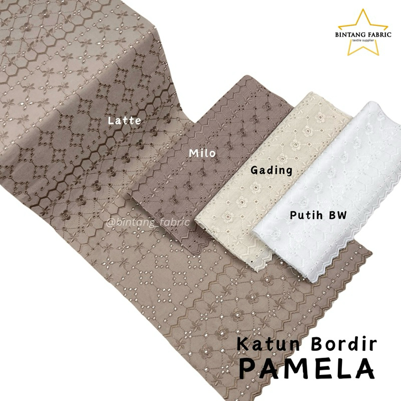 Jual Bahan Kain Katun Bordir Embroidery Pamela 0,5 meter | Shopee Indonesia