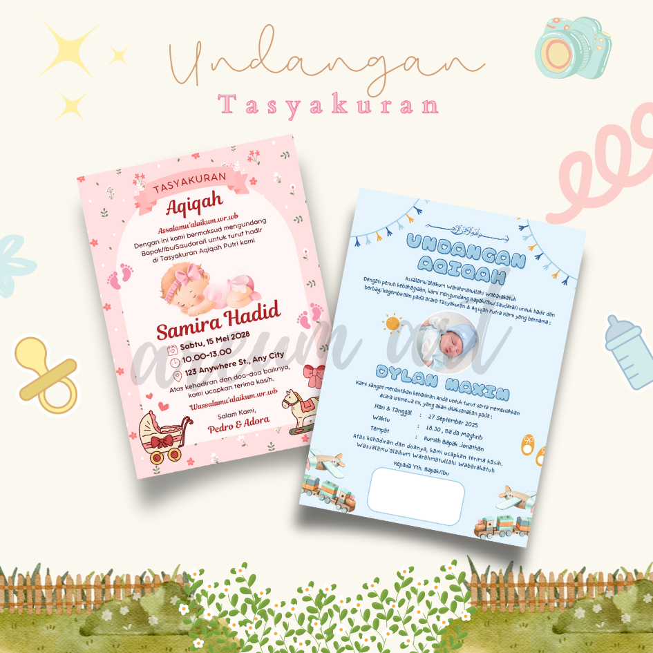 Jual Undangan Aqiqah bayi/ tasyakuran kelahiran/ undangan khitanan ...