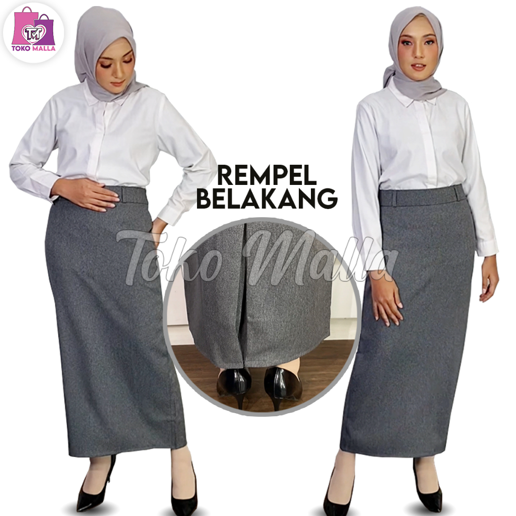 Jual Rok Wanita Panjang Rempel Bawahan Formal Span Item Hitam Perempuan ...