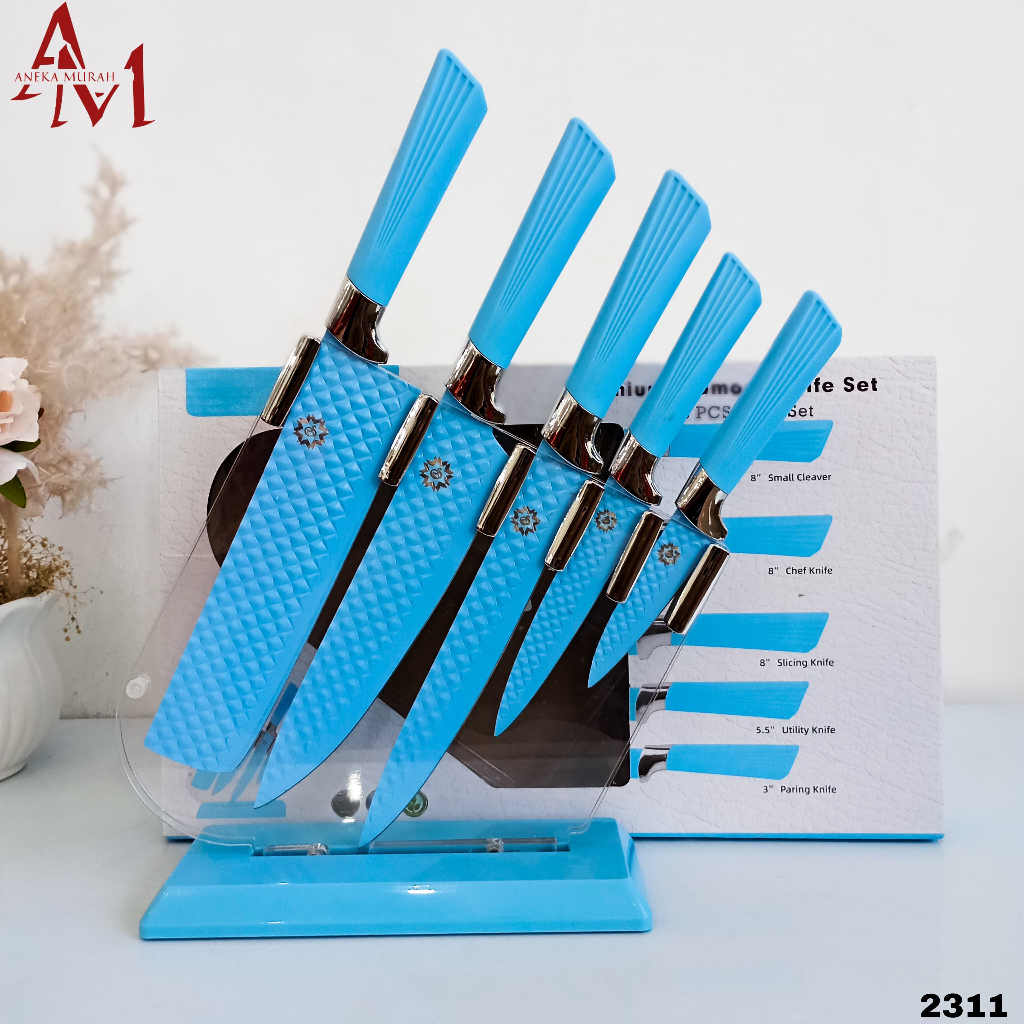 Jual SY PISAU SET KERAMIK + TEMPAT M564 PREMIUM DIAMOND KNIFE SET 6PCS ...