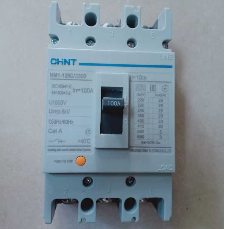 Jual MCCB Breaker NM1-125C 3300 - MCCB Chint 3P 100A | Shopee Indonesia