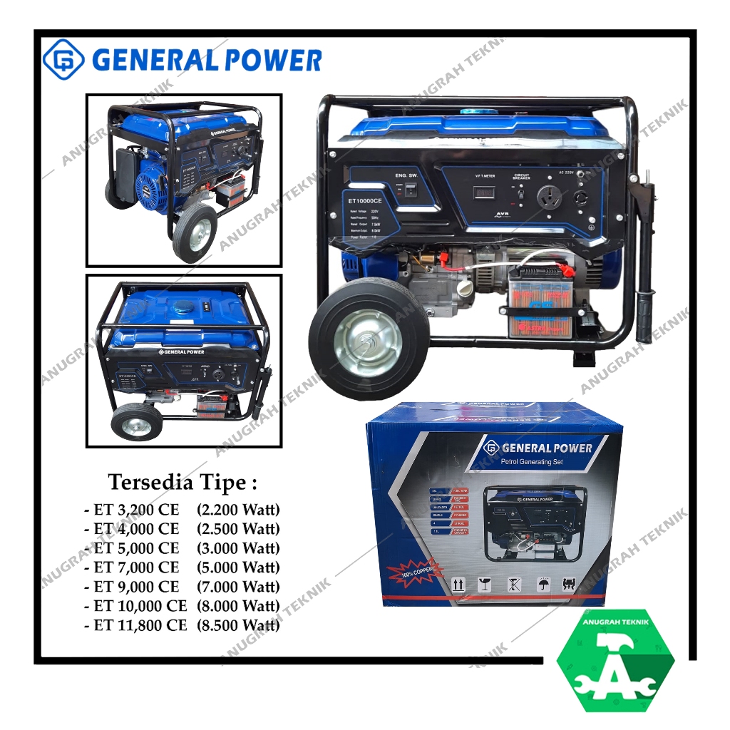 Jual GENERAL POWER Generaton Genset 5.000Watt ET 7000 CE Gasoline ...