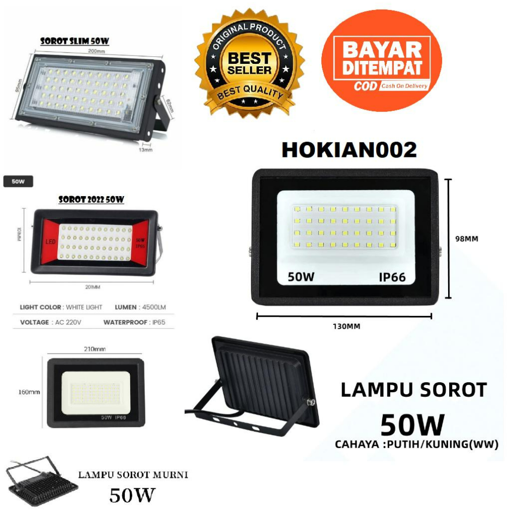 Jual LAMPU SOROT / TEMBAK LED SLIM 50 WATT / 50W / SLIM LED FLOODLIGHT50 WATT AC 220V | Shopee ...