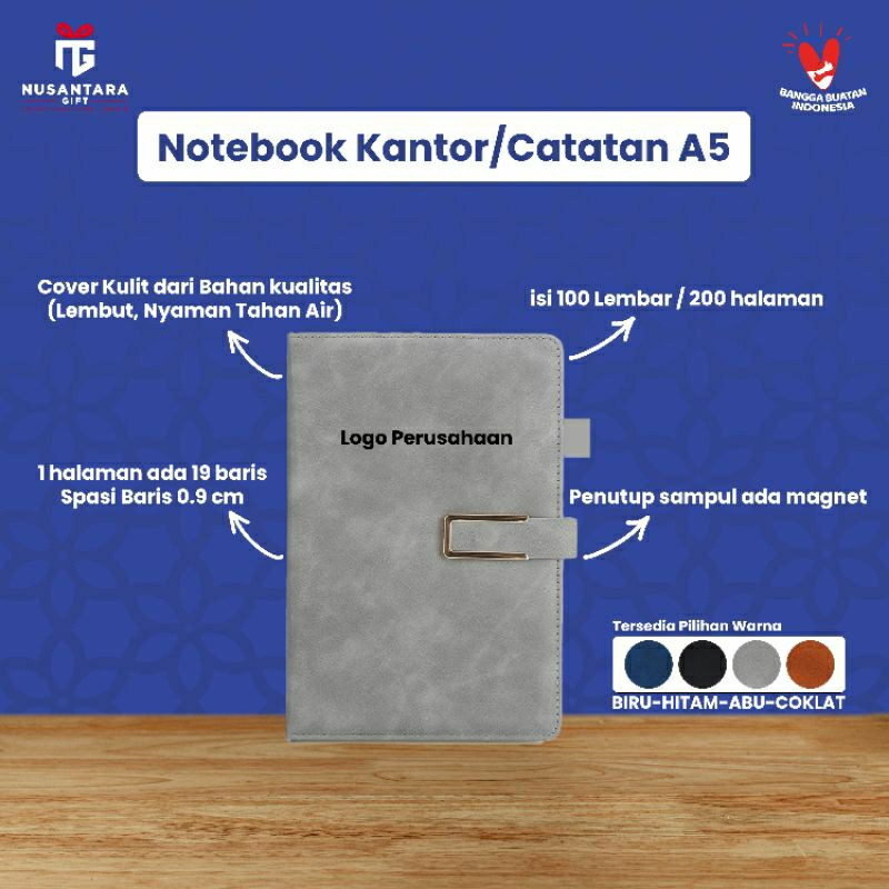 Jual Notebook Kantor/Catatan A5 Bisa Custom Nama atau Logo Untuk ...