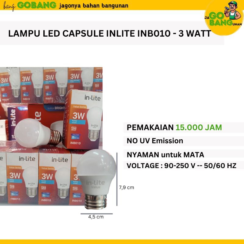 Jual LAMPU LED CAPSULE INLITE BLUB 3 WATT | Shopee Indonesia