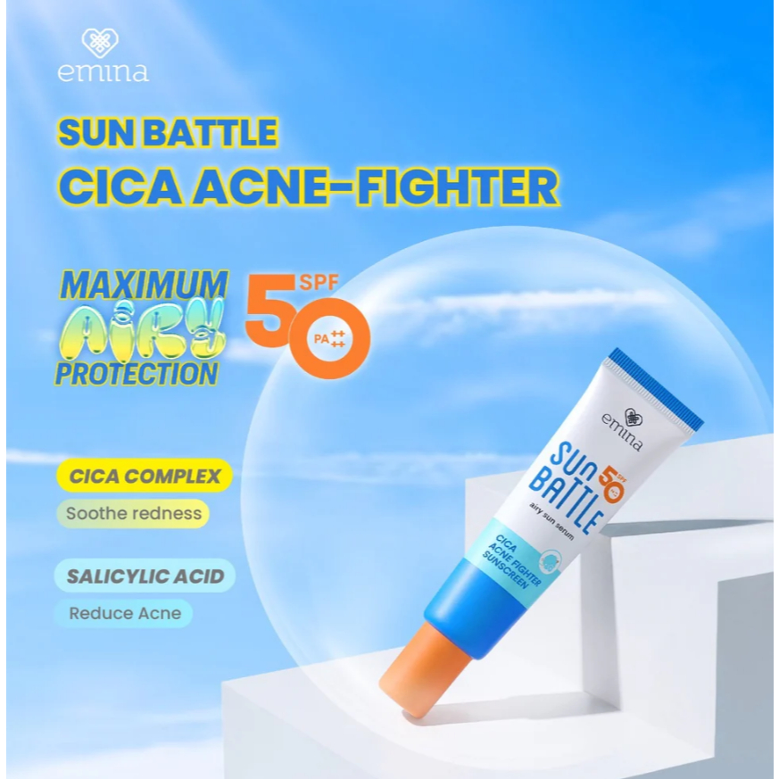 Jual EMINA Sun Battle SPF 50 PA Cica Acne Fighter Sunscreen | 30 ml ...