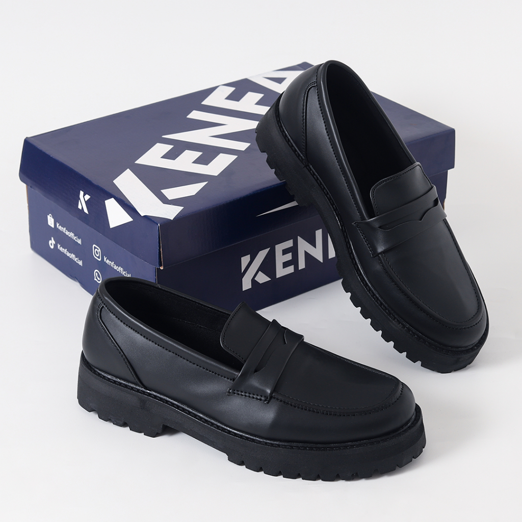 Jual Kenfa - Mora Black Sepatu Pria Loafer Formal Kerja Kantor Kuliah ...