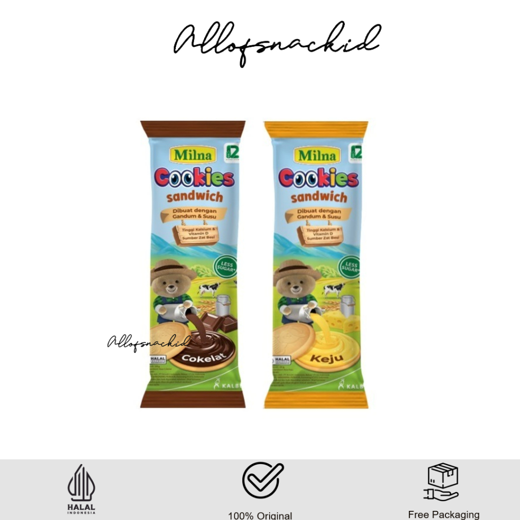 Jual MILNA - Cookies Sandwich - Kukis Krim Cokelat / Keju - 24gr ...