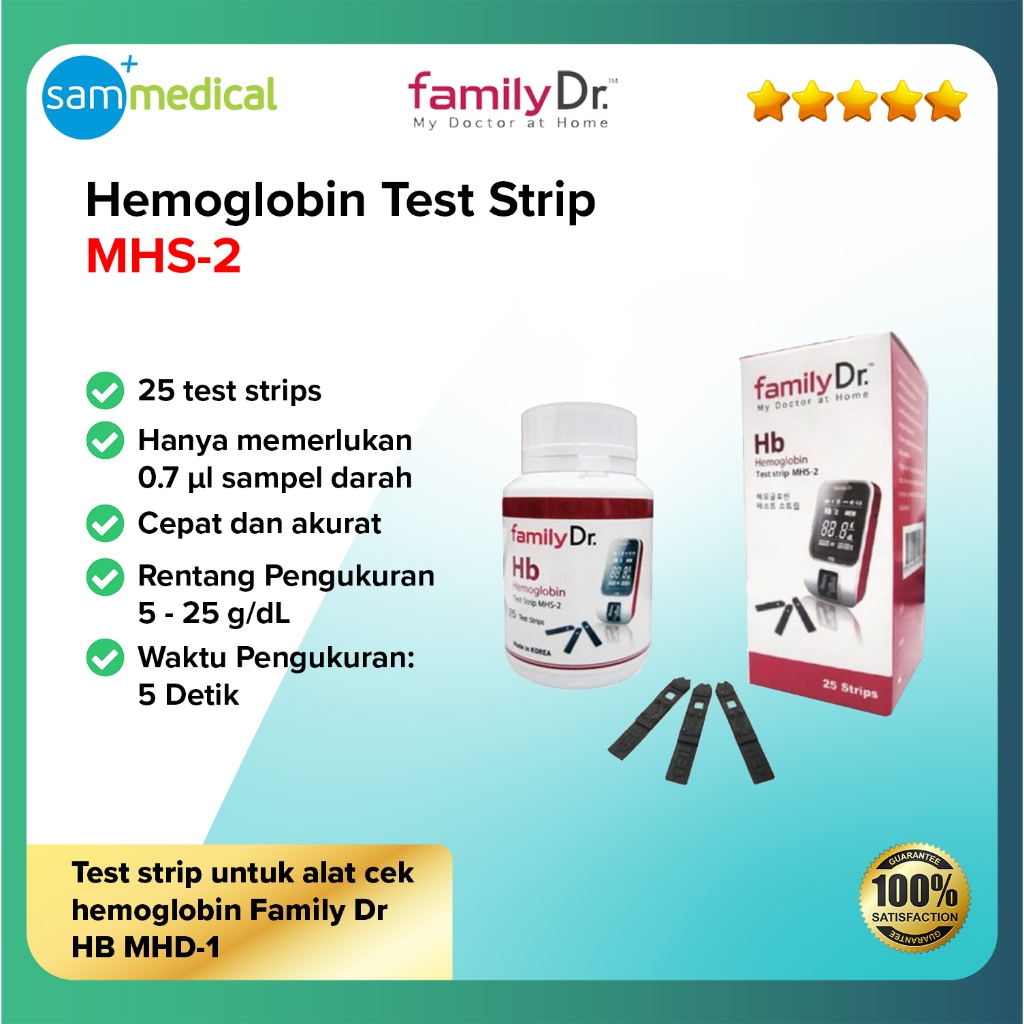 Jual Family Dr Hemoglobin Strip MHS-2 @25 pcs / Strip HB / Isi Ulang ...