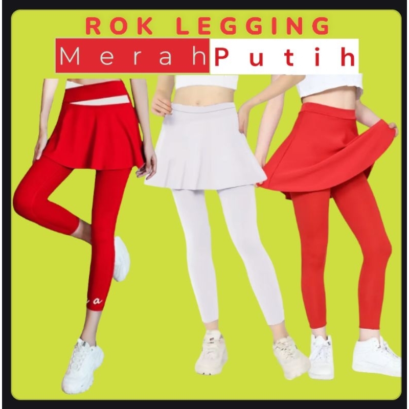 Jual CELANA SPORT LEGGING ROK OLAHRAGA WANITA MERAH PUTIH | Shopee Indonesia
