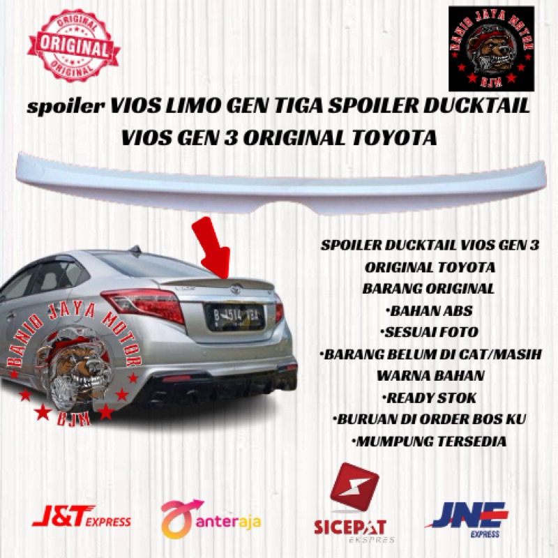 Jual spoiler VIOS LIMO GEN TIGA SPOILER DUCKTAIL VIOS GEN 3 ORIGINAL ...