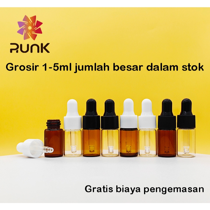 Jual 1ml2ml3ml4ml5ml botol penetes kaca transparan tutup hitam putih ...