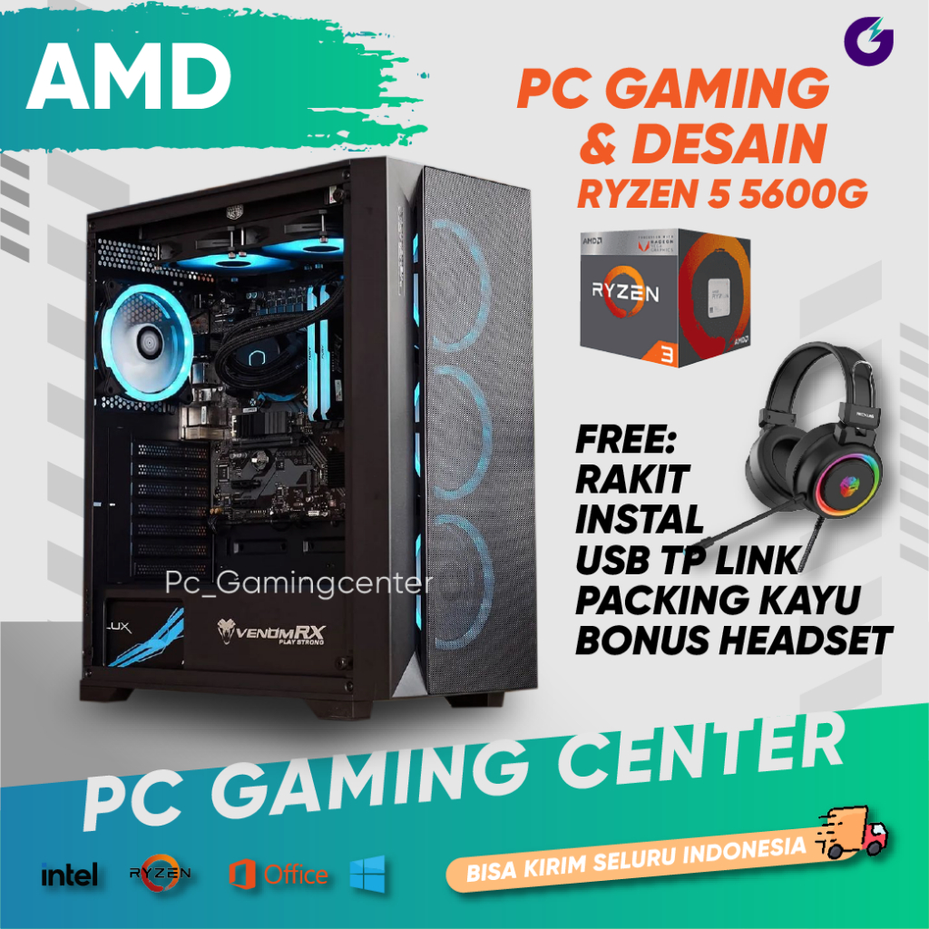Jual PC RAKITAN GAMING RYZEN 5 5600G RAM 8GB SSD 256GB HDD 1 TEARA CPU ...
