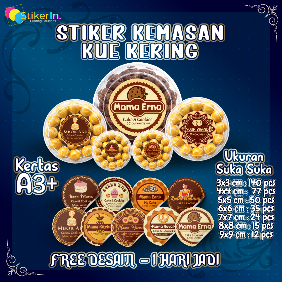 Jual Stiker Kemasan Kue Kering Lable kemasan Stiker Kue-Free Desain ...