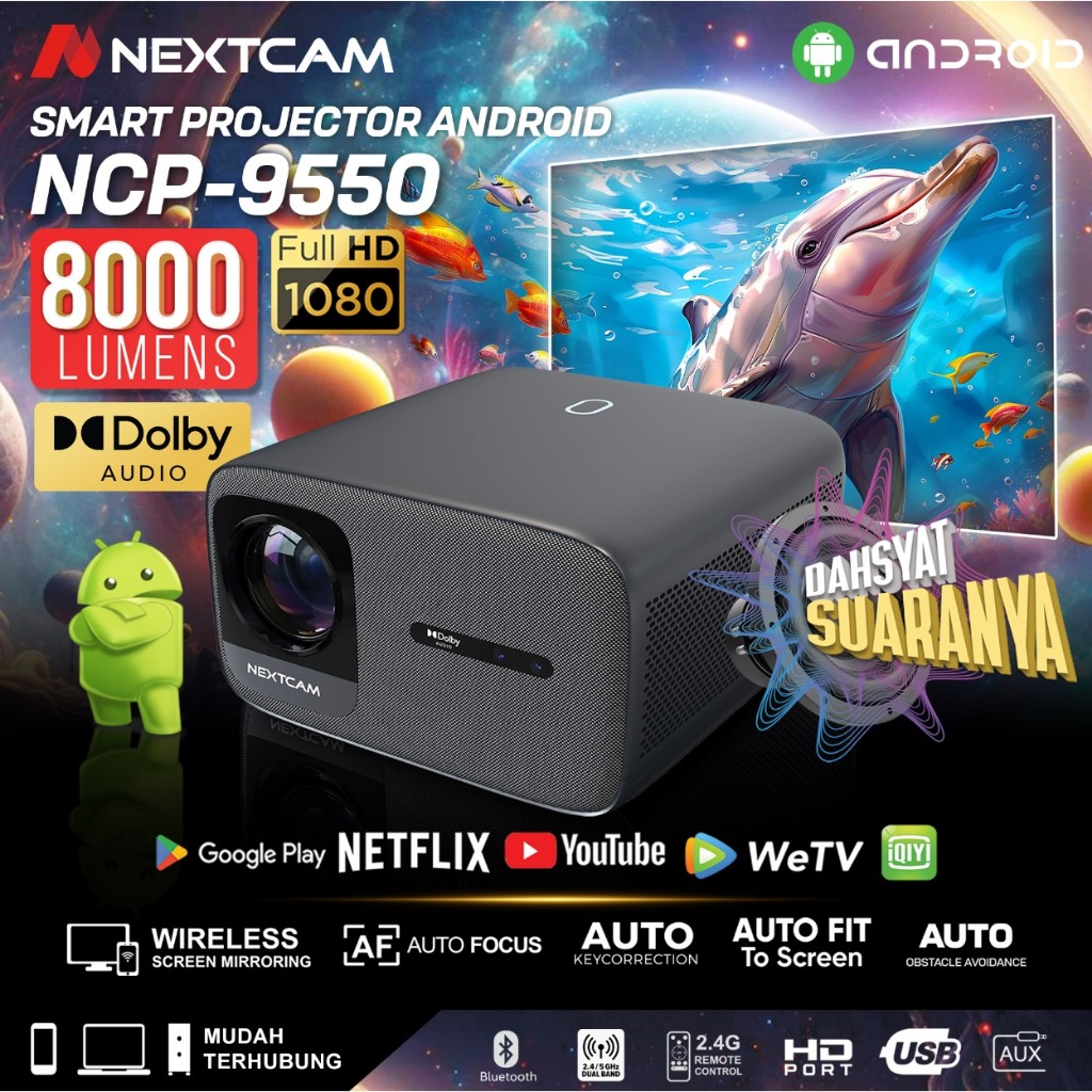 Jual Proyektor android NCP-9550 XBS smart projector dolby 8000lumens ...