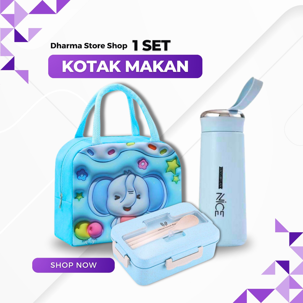Jual Tepak Tempat Makan Bekal Anak Sekolah TK SD Anti Tumpah Lunch Box Set Tas Karakter Botol ...