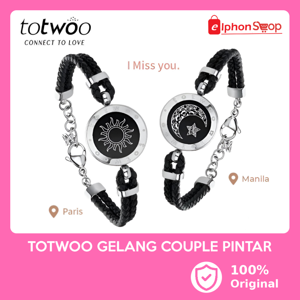 Jual ORIGINAL TOTWOO Long Distance Smart Bracelets Gelang Couple Tangan ...
