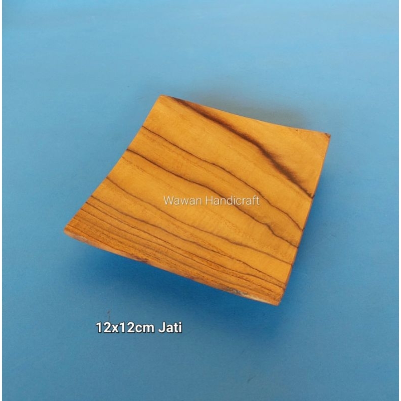 Jual Piring kayu/piring cekung/piring saji/placemat kayu jati 12x12cm ...