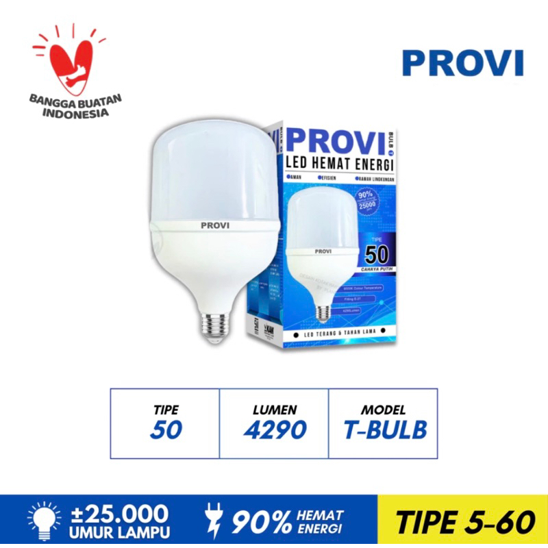 Jual BOLA LAMPU LED BULB T PROVI 50 SANGAT TERANG GARANSI 1 TAHUN ...