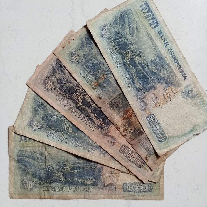 Jual Uang Kertas Indonesia Kuno 5 Lembar 1000 Rupiah Lompat Batu Tahun ...