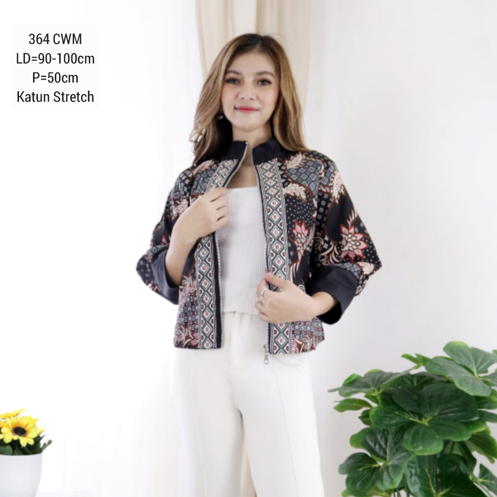 Jual BLOUSE JAKET BOMBER FAIRA BATIK 108 MODERN ATASAN WANITA KERJA ...
