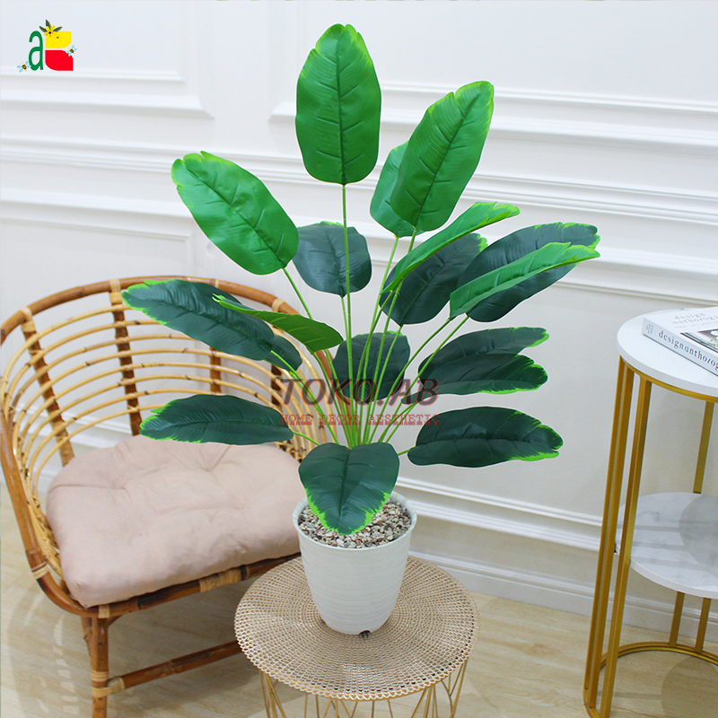 Jual 1 PAKET TANAMAN HIAS PLASTIK AESTHETIC DAUN PISANG PLASTIK DAN POT ...