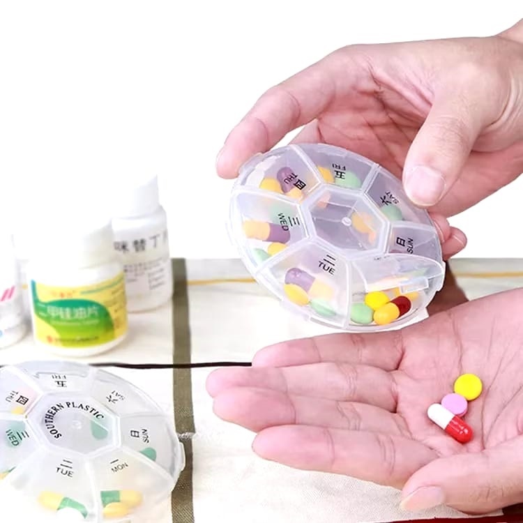 Jual Kotak Obat Model Bulat 7 Hari Grid / Kotak Penyimpanan Obat Dengan ...