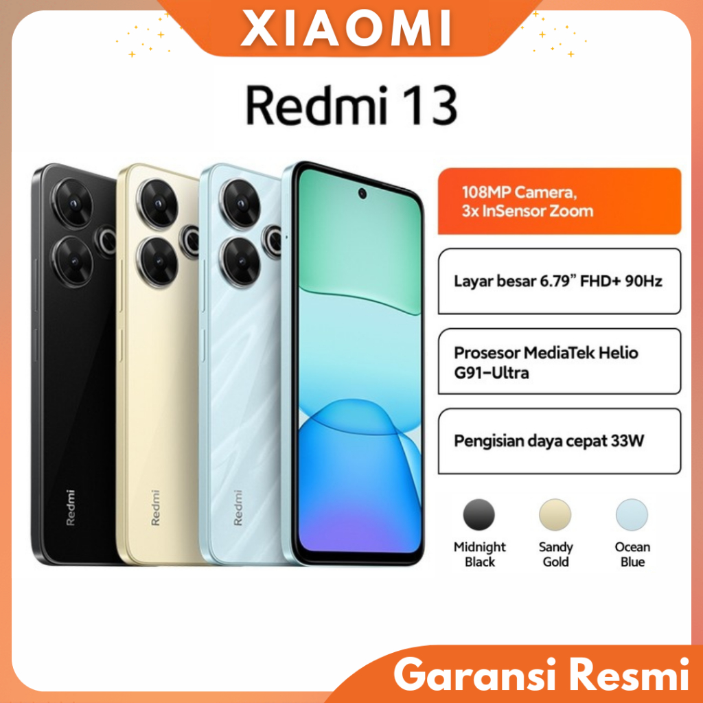 Jual Xiaomi Redmi 13 (8/128 GB, 8/256 GB) NFC FHD+ 90Hz Helio G91-Ultra ...