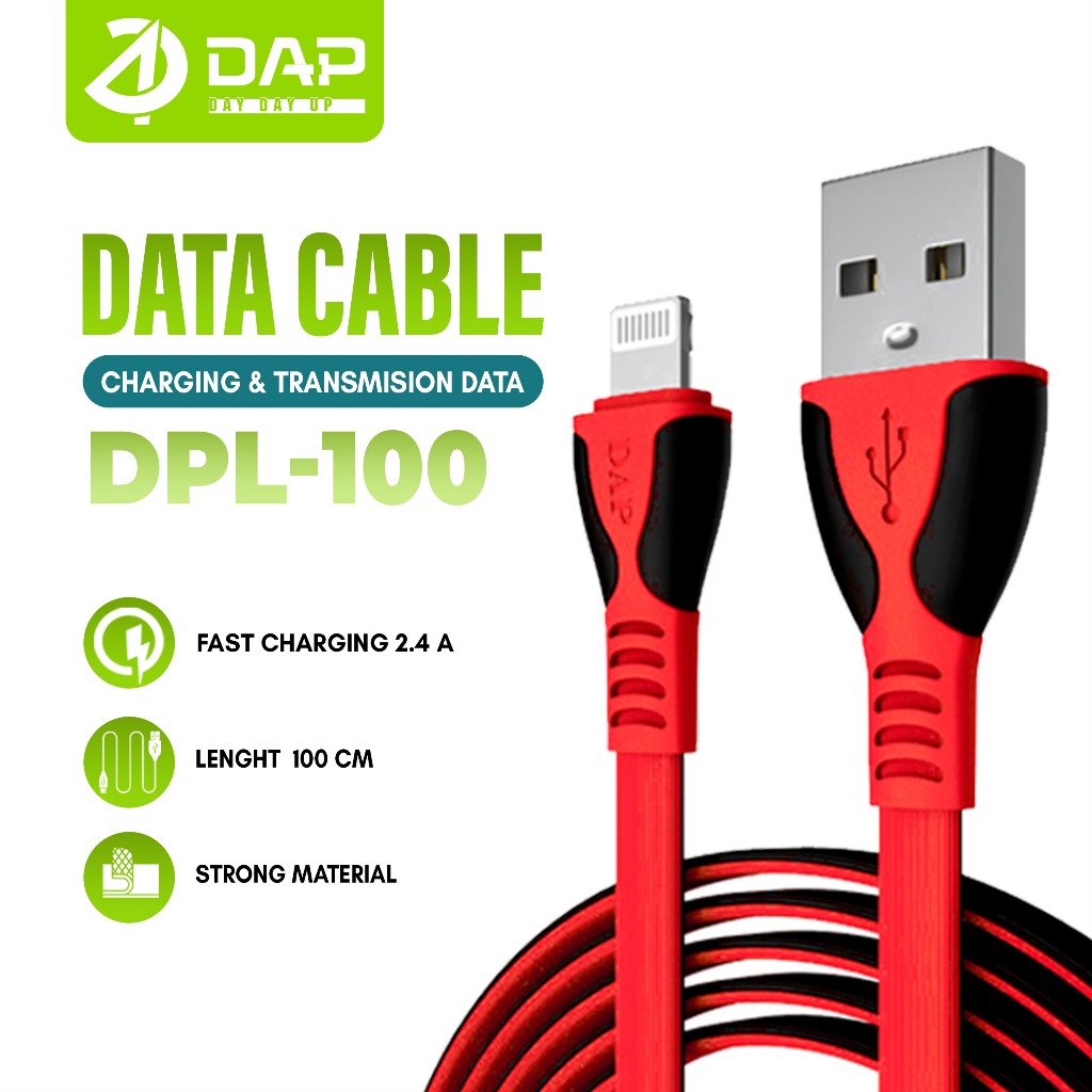 Jual DAP Kabel Data Lightning 100cm Fast Charging 2.4A Garansi Resmi 1 ...